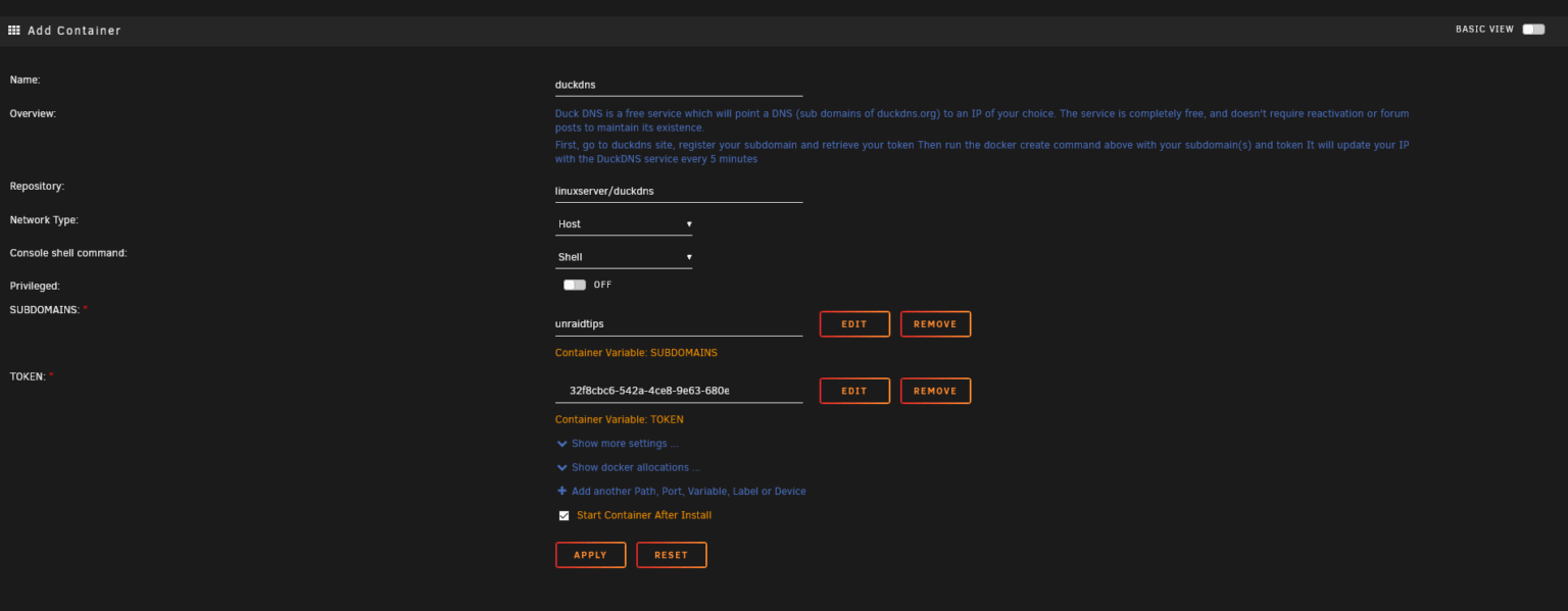 Duckdns Create Free Subdomain On Unraid Linuxserver